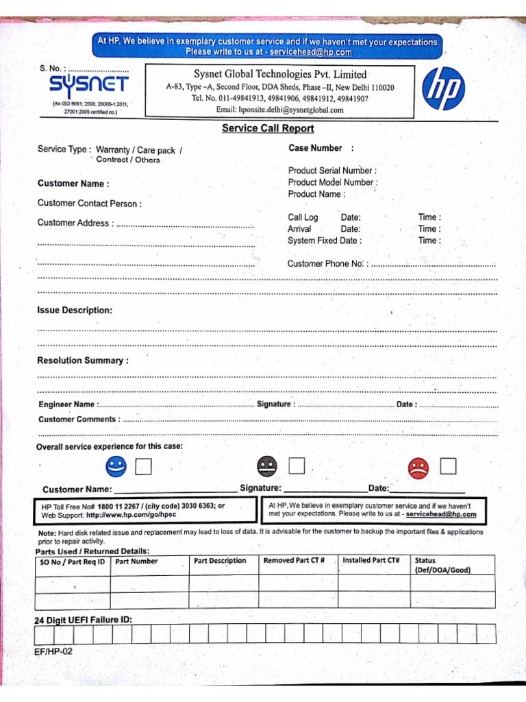 HP Call Report | PDF