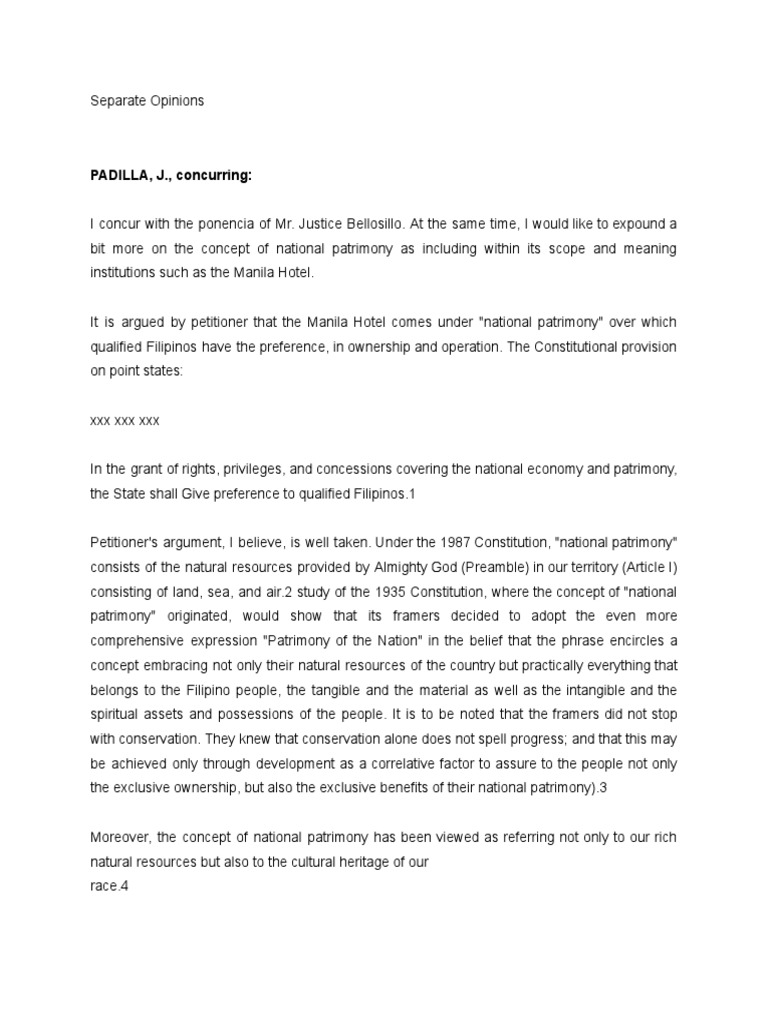 Separate Opinions (Manila Prince Hotel v. GSIS) | PDF | Property ...