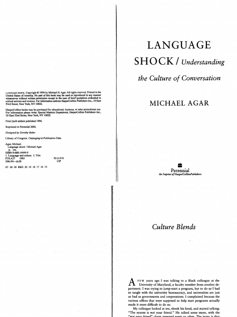Agar Language Shock Understanding The Culture of Conversation | PDF