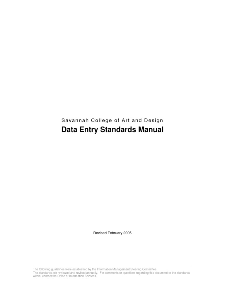 SCAD Data Entry Standards Guide | PDF | Address (Geography) | Zip Code