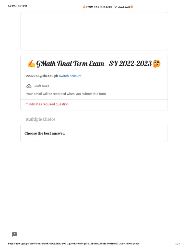 GMath Final Term Exam - SY 2022-2023? | PDF