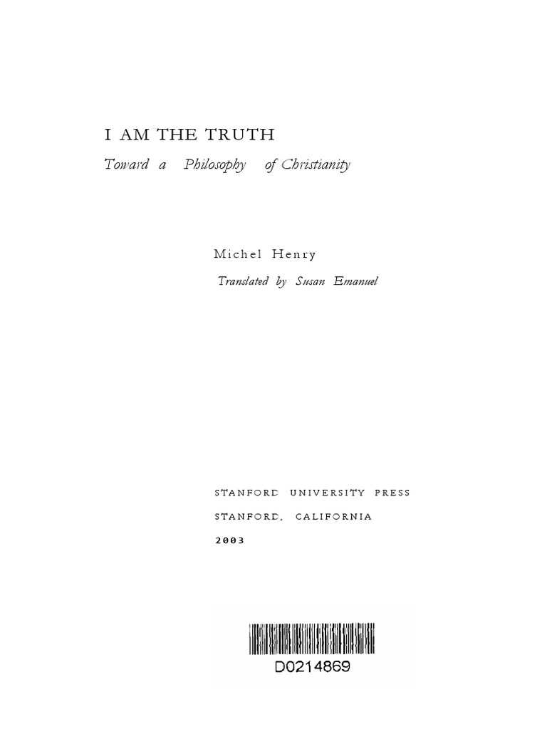 Michel Henry - I Am The Truth | PDF | Truth | Jesus