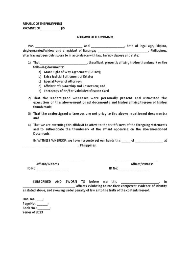 Affidavit of Thumbmark | PDF