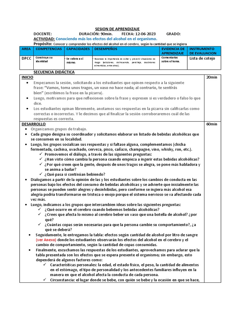 Sesion de Aprendizaje 14 | PDF