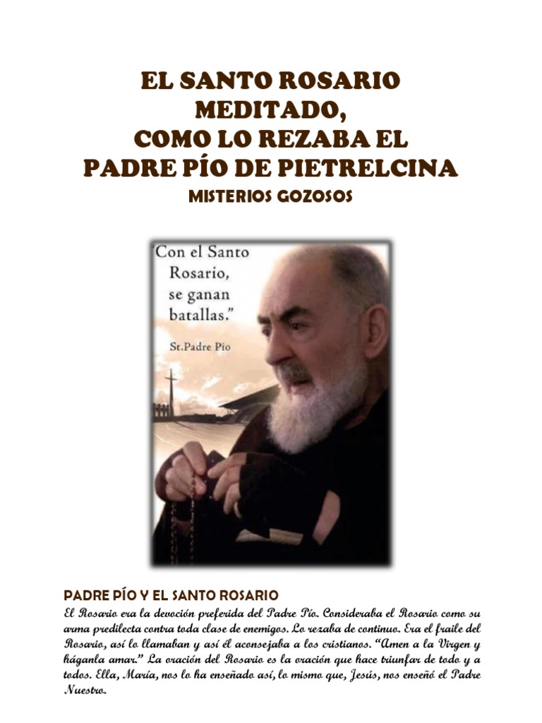 Santo Rosario Padre Pío - Gozosos | Descargar gratis PDF | María, madre ...