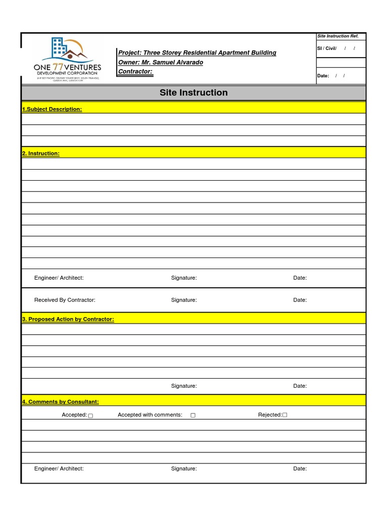 Site Instruction Form | PDF