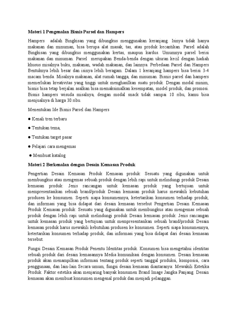 Panduan Bisnis Parsel dan Hampers | PDF