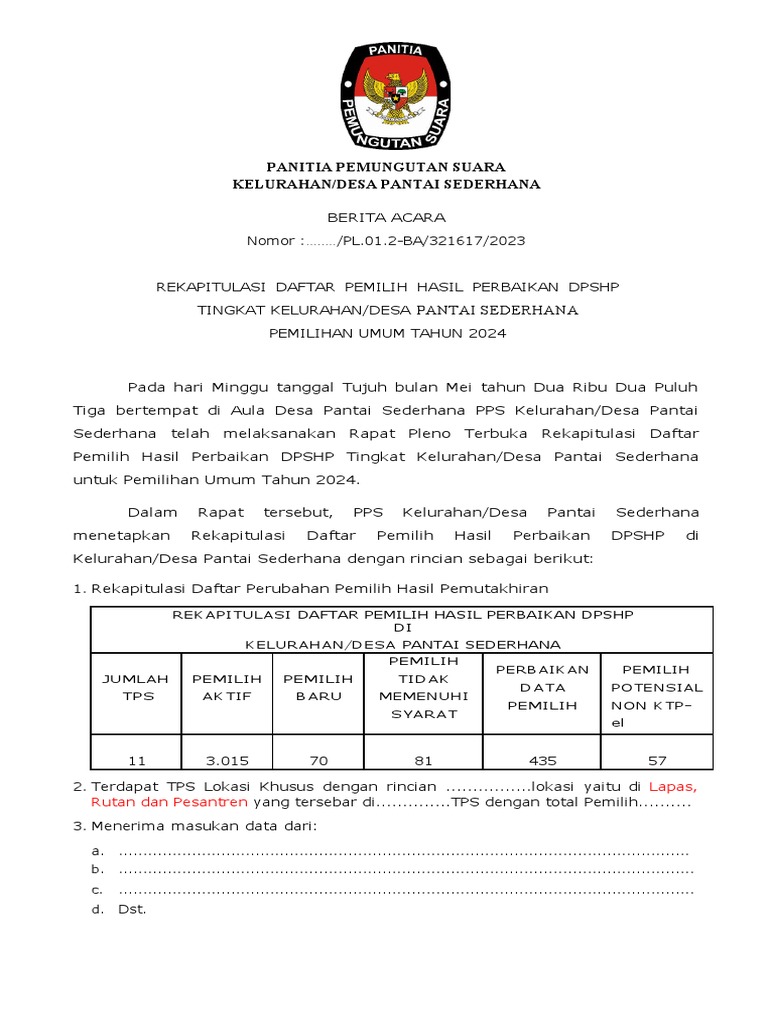 Draft Ba DPSPHP Pps Pantai Sederhana | PDF