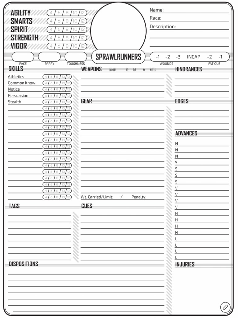 SPRAWLRUNNER Custom Sheet2 | PDF
