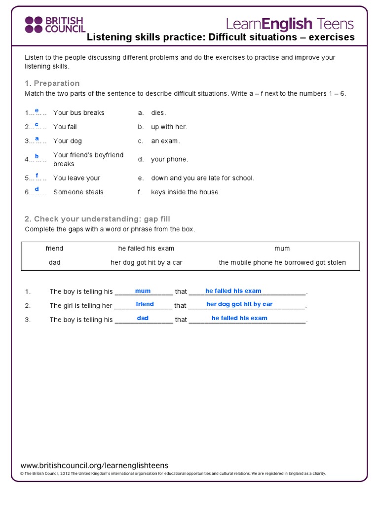 Difficult Situations - Exercises 1 | PDF