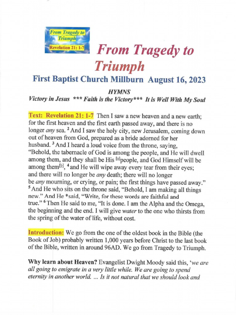 From Tragedy to Triumph Getting to Know About Heaven | PDF