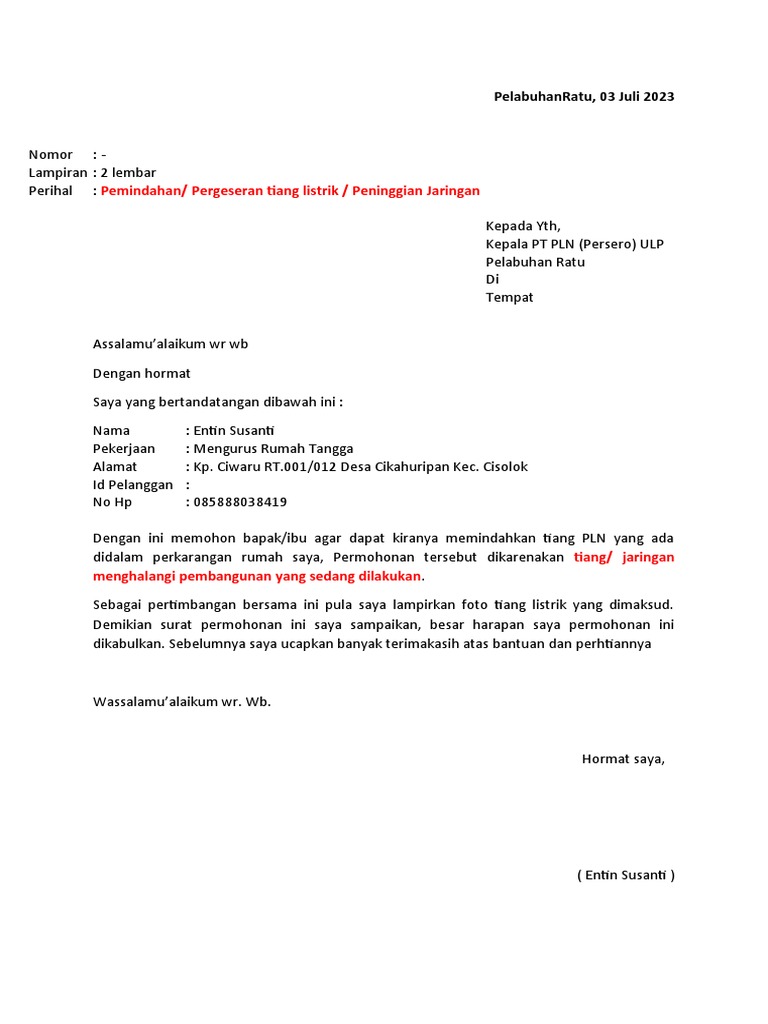 Contoh Surat Permohonan Individu | PDF