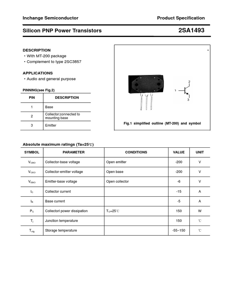2SA1493 | PDF | Bipolar Junction Transistor | Transistor