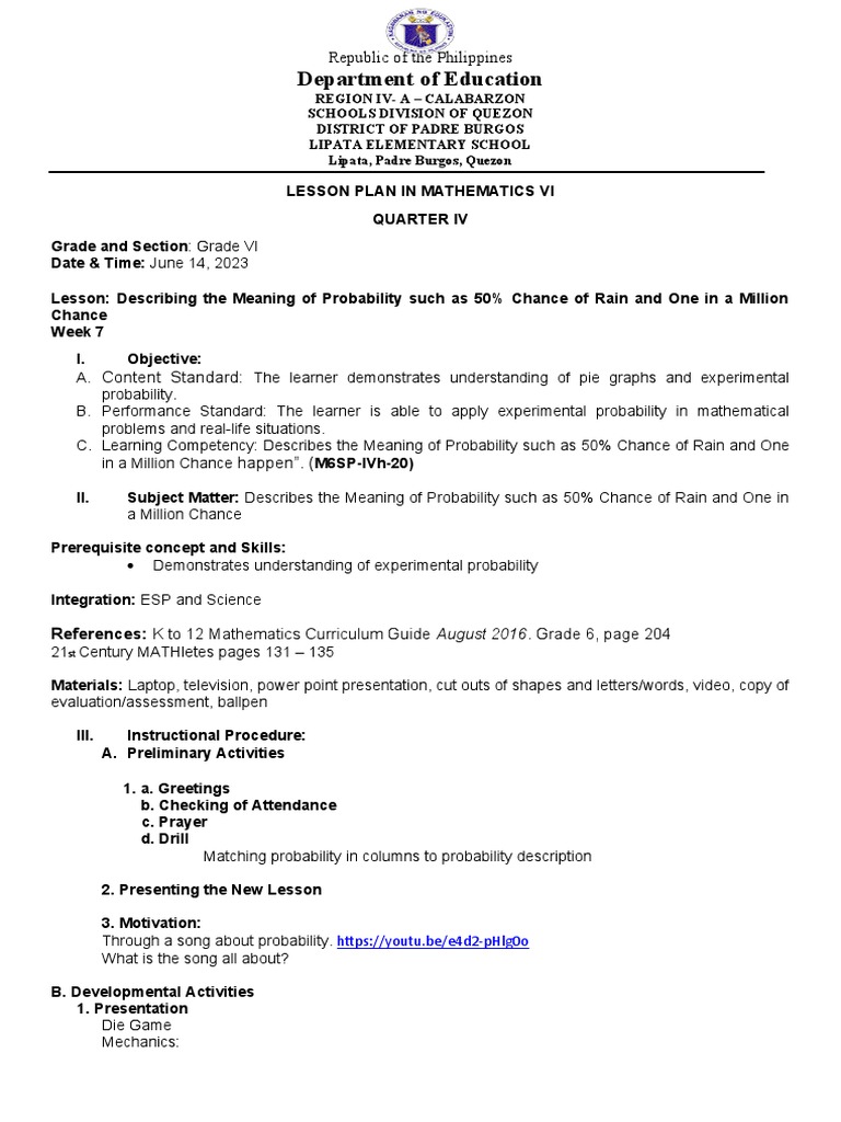 COT in MATH 6 - Q4 | PDF | Learning | Mathematics