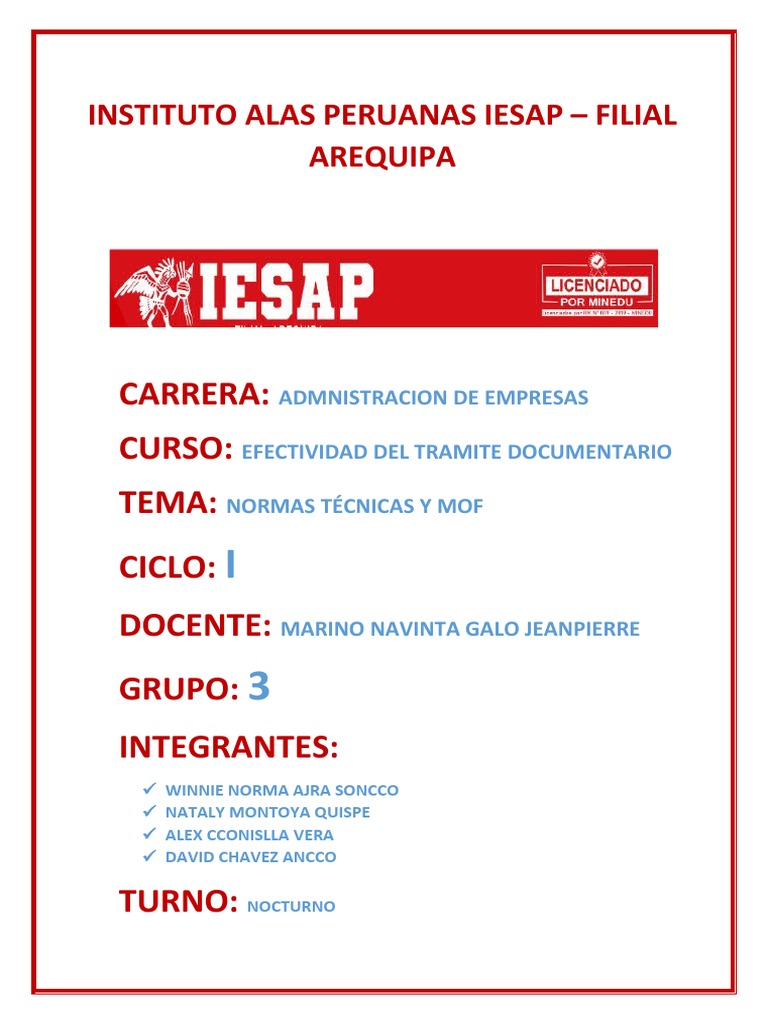 Carrera: Curso: Tema: Ciclo: Docente: Grupo: Integrantes:: Instituto ...
