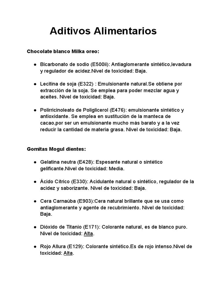 Aditivos Alimentarios | PDF
