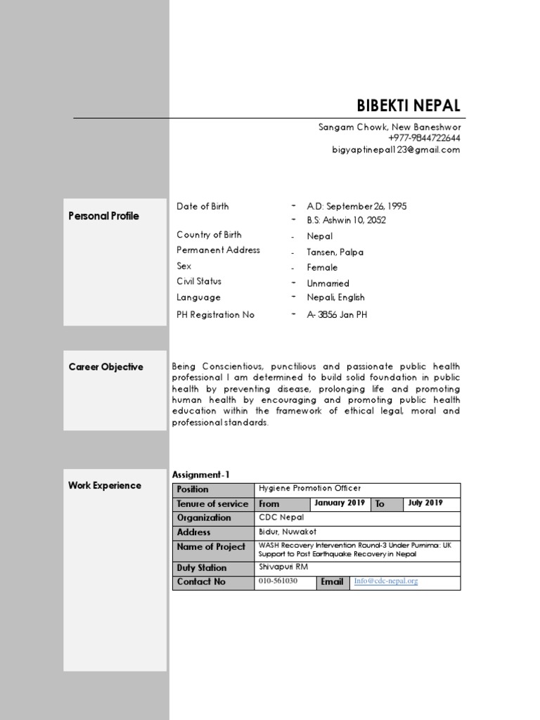 Curriculum Vitae (Bibekti Nepal) | PDF