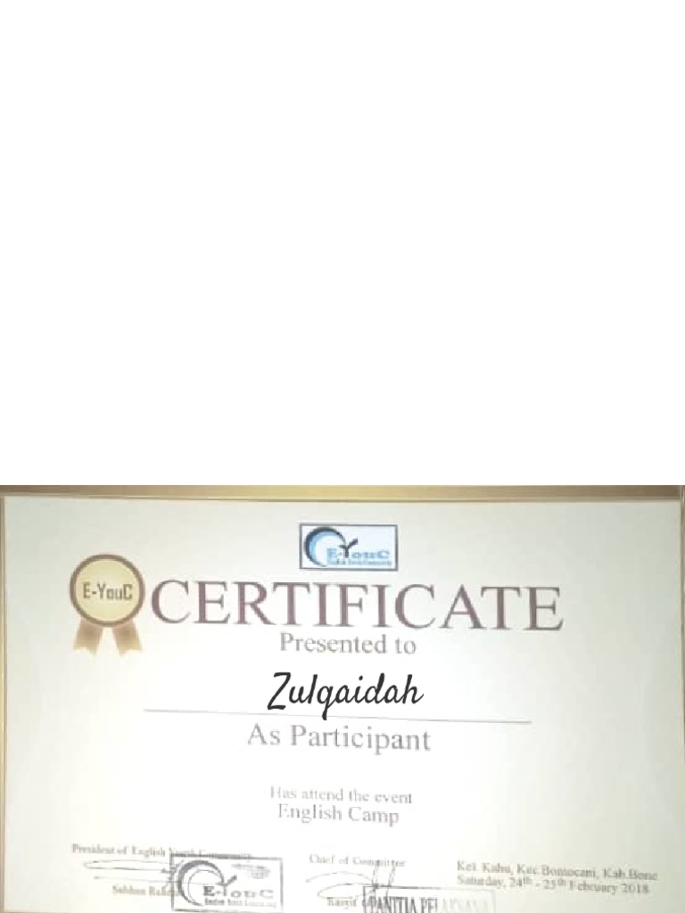 Sertifikat English Camp | PDF