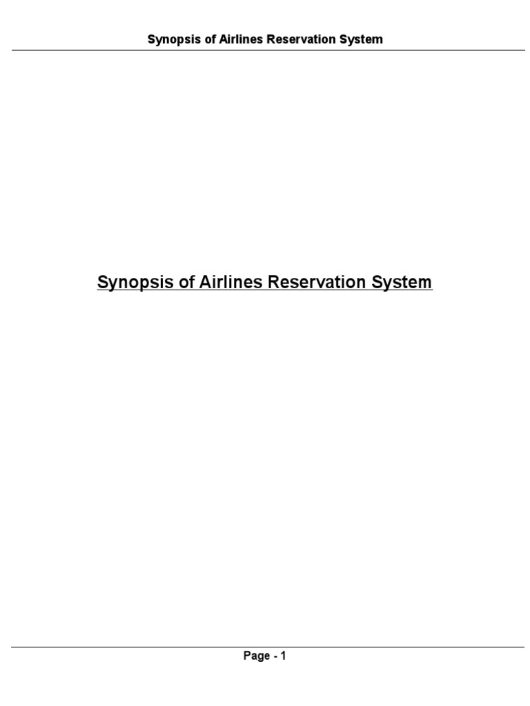 Synopsis of Airlines Reservation System | PDF | Relational Database ...