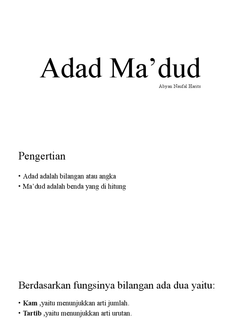 Nahwu Adad Ma'Dud - Abyan Naufal | PDF