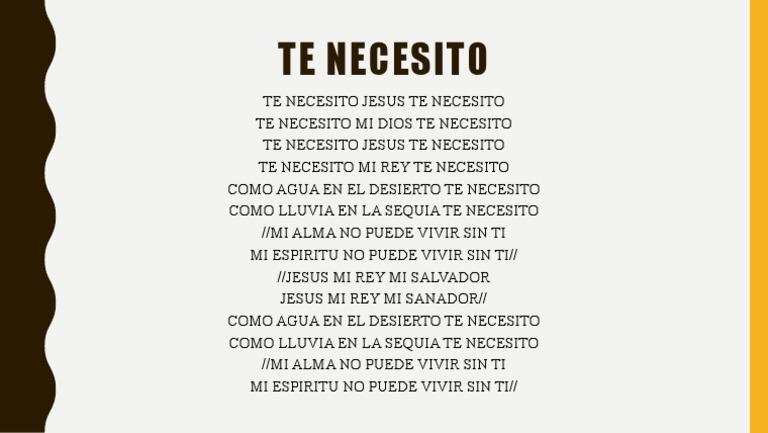 Te Necesito | PDF | Cocina, comidas y vino | Religión y espiritualidad