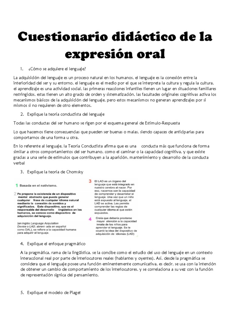 Cuestionario Didáctico de La Expresión Oral Siii | PDF