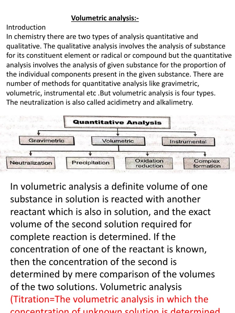Volumetric Analysis | PDF | Titration | Chemistry