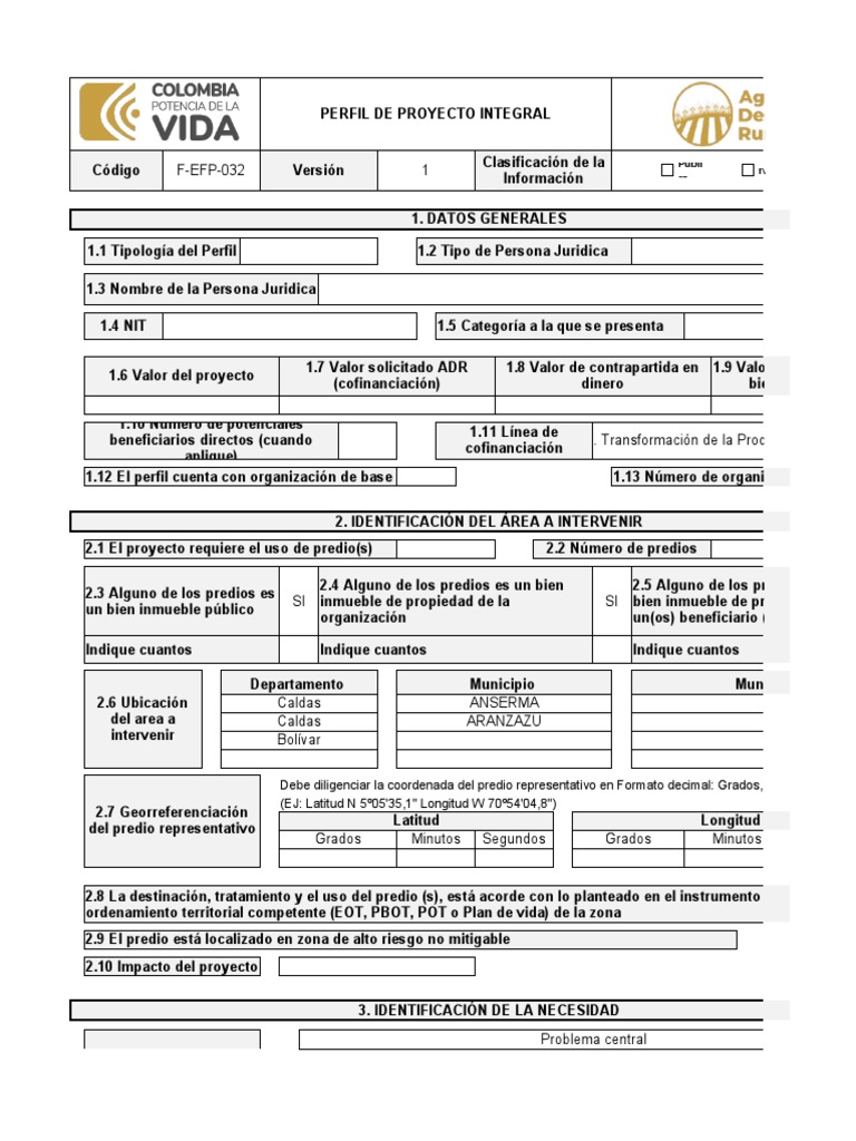 F EFP 032 Perfil 1 | PDF | Agronegocios | Infraestructura