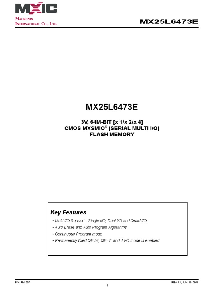 Mx25l6473e Macronix | PDF