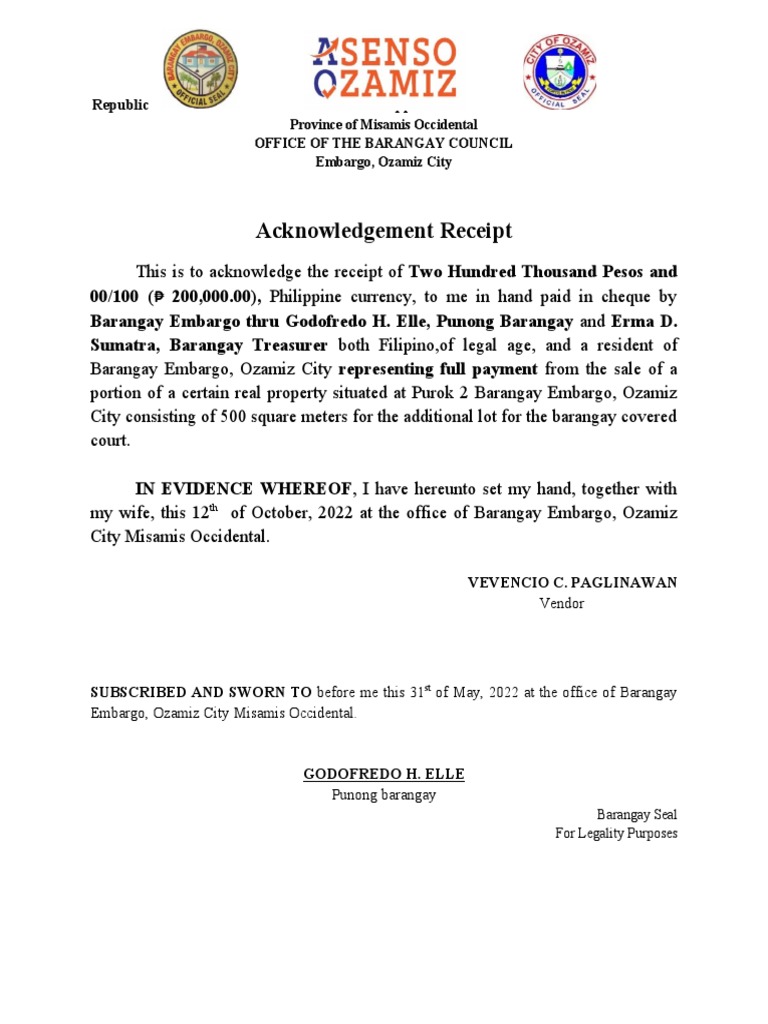 Acknowledgement Baligya Yuta | PDF