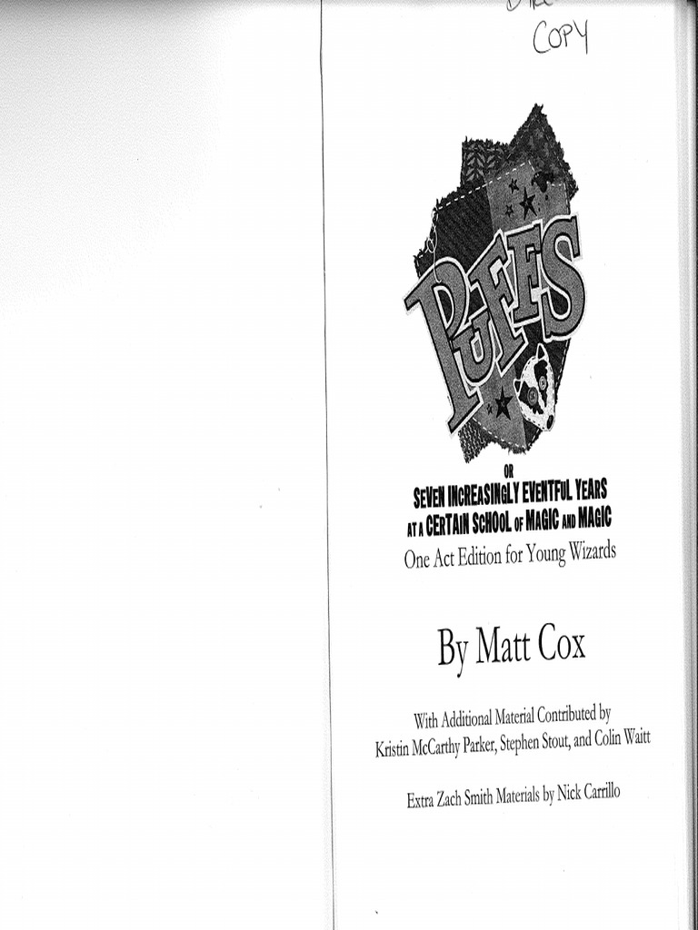 "Puffs" - By: Matt Cox (One-Act Edition) | PDF
