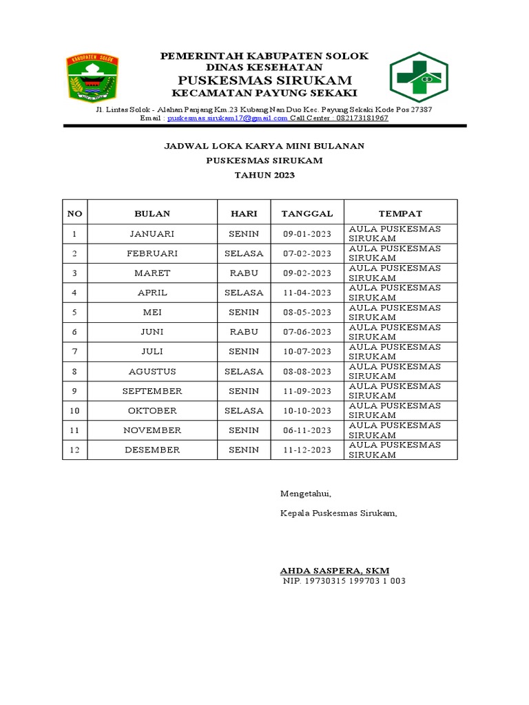 Jadwal Lokmin Bulanan 2023 | PDF