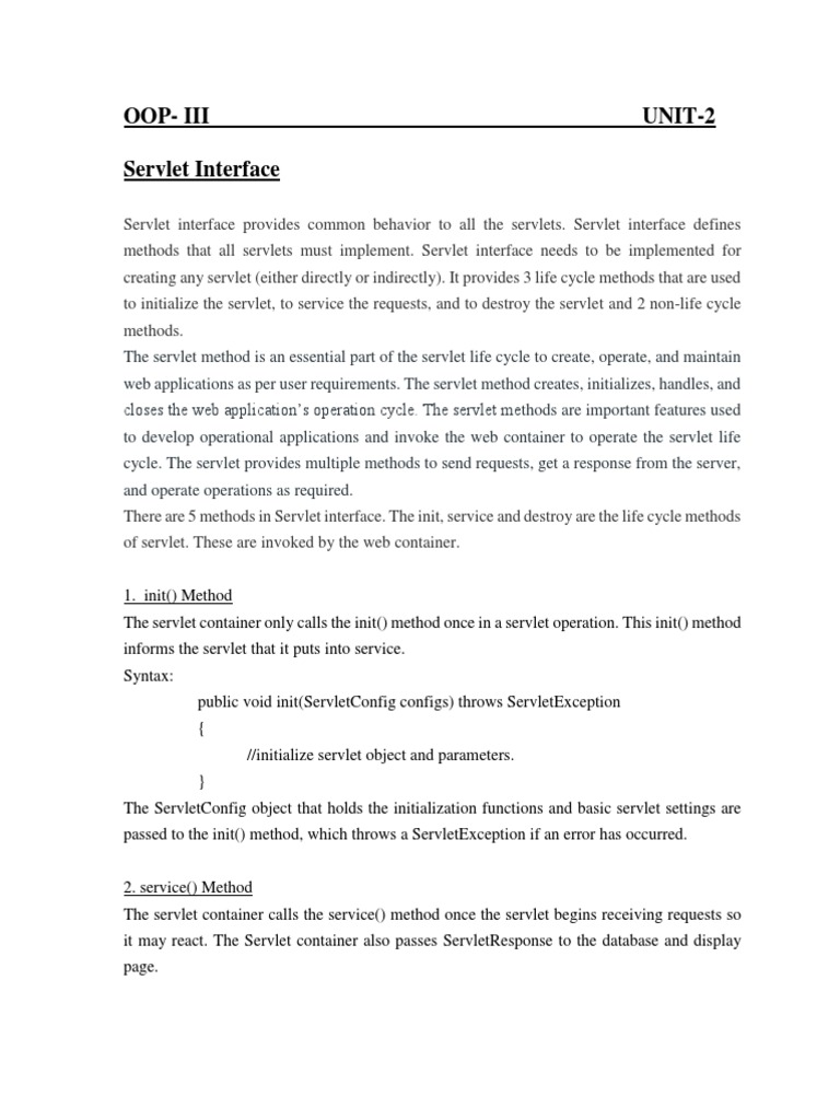 Servlet Interface | PDF