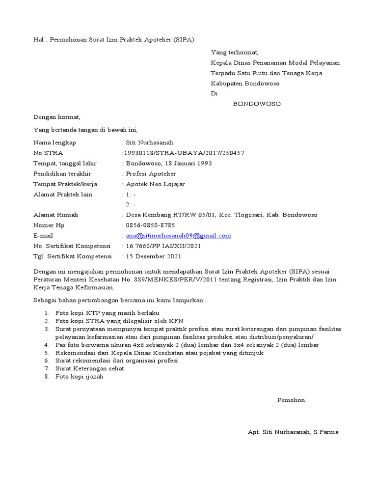 Form Permohonan Sipa | PDF