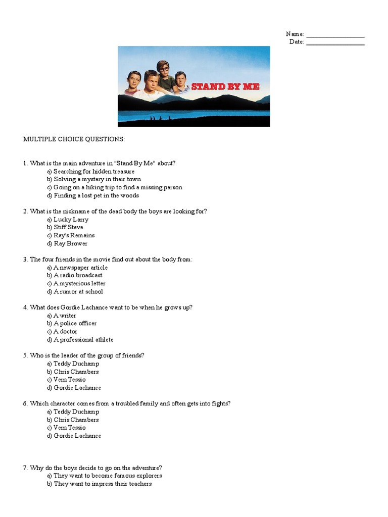 Stand by Me Film Worksheet | PDF