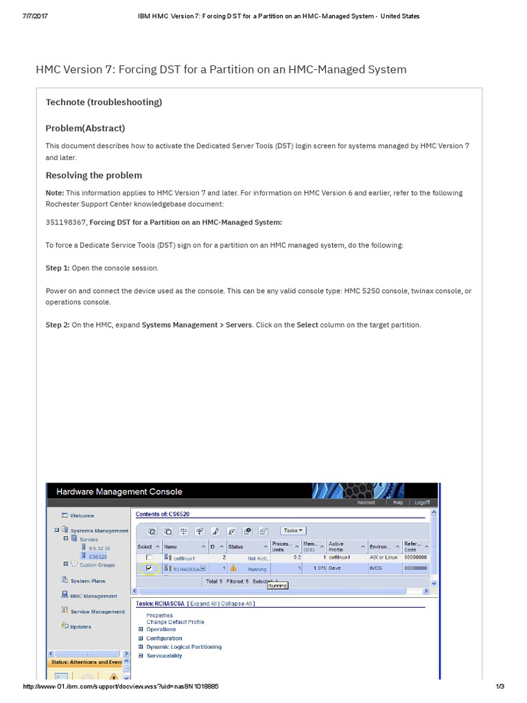 Ibm Hmc Version 7 Forcing Dst For A Partition On An Hmc Managed