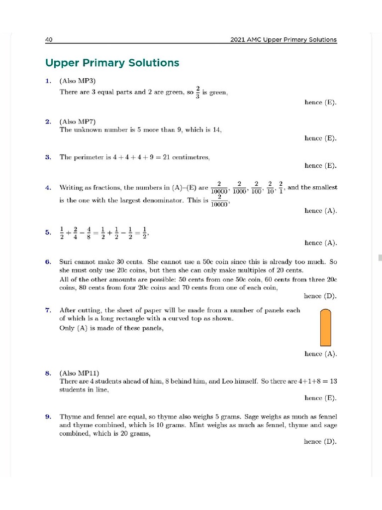 AMC 2021 With Answers | PDF