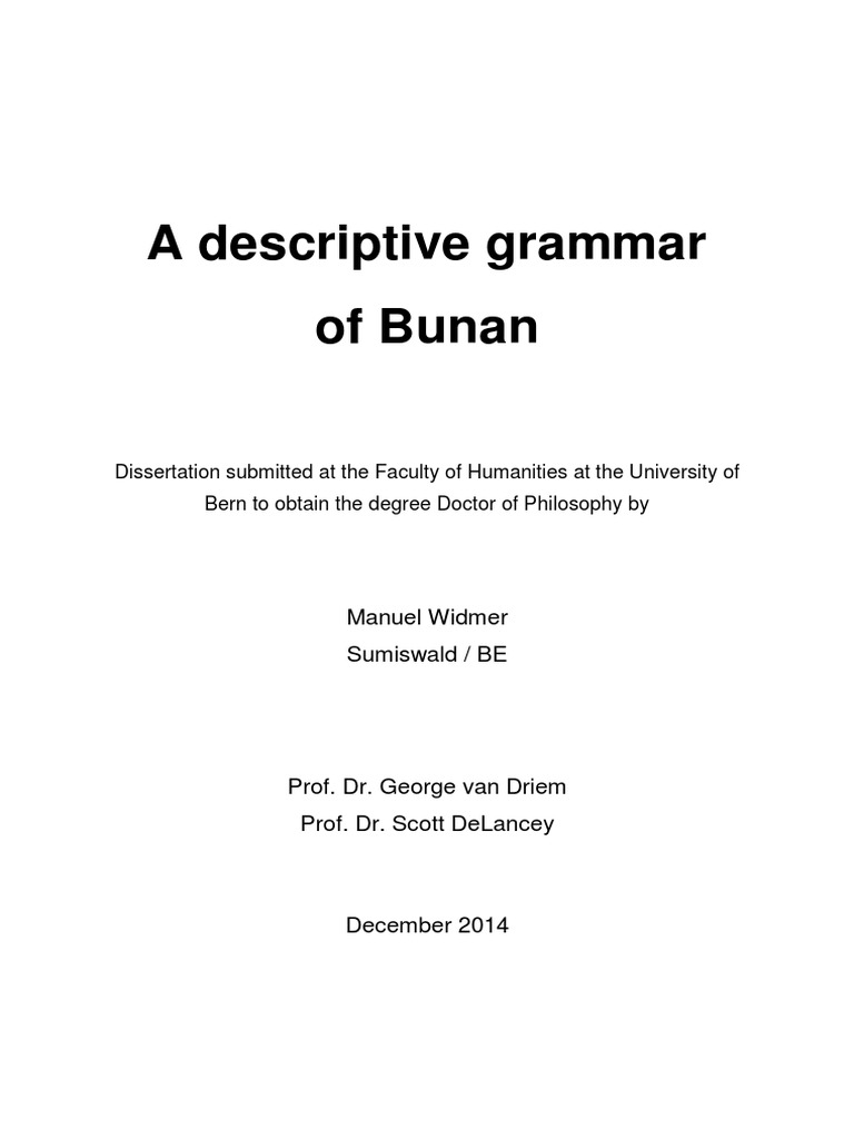 A Descriptive Grammar of Bunan | PDF