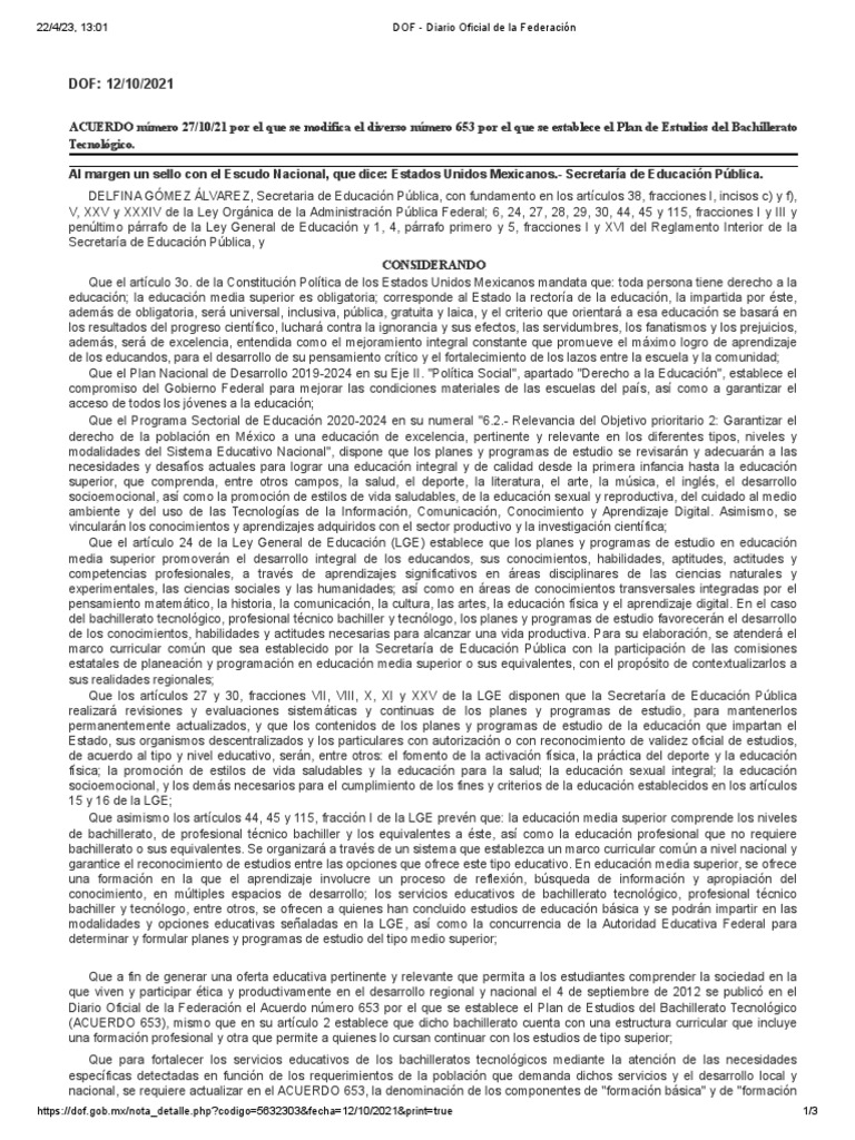 Acuerdo Número 27-10-21 | Descargar gratis PDF | Plan de estudios ...