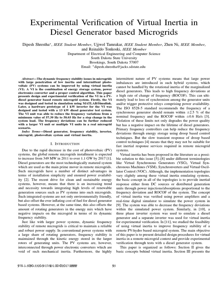 Experimental Verification of Virtual Inertia | PDF | Technology ...
