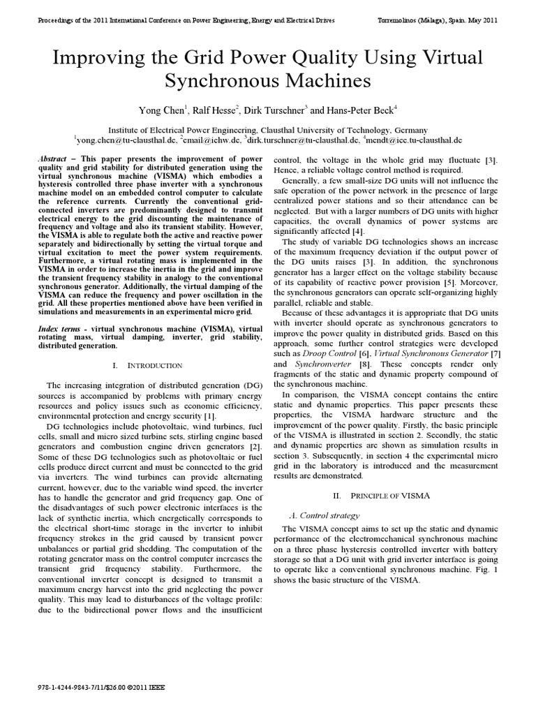 Improving The Grid Power Quality Using Virtual | PDF | Electrical Grid | Electric Generator