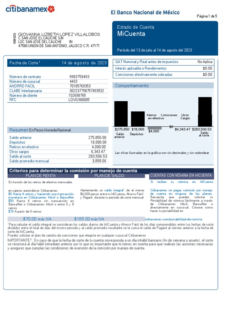 Estado de Cuenta Banamex | PDF
