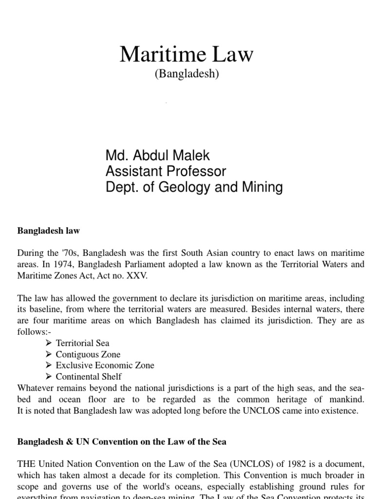 Maritime Laws - Bangladesh | PDF