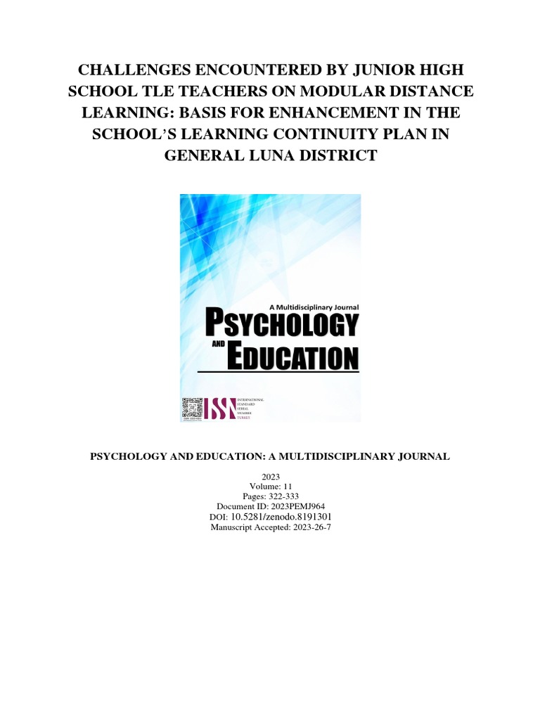 TLE Teachers' Challenges in Modular Learning | PDF | Wellness