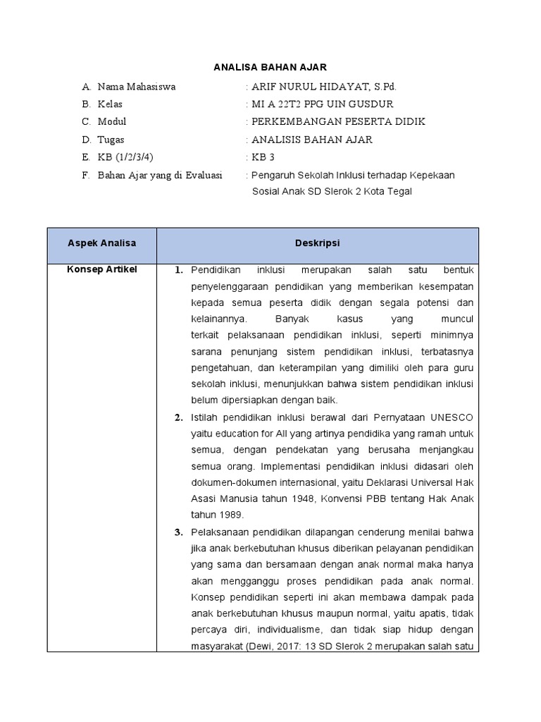Pengaruh Inklusi pada Kepekaan Sosial SD Slerok 2 | PDF | Kesehatan Holistik