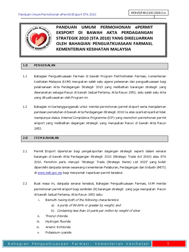 Panduan Permohonan Permit Eksport Sta | PDF