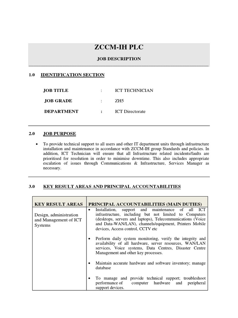 ICT Technician - Job Advert | PDF | Information Technology | Security