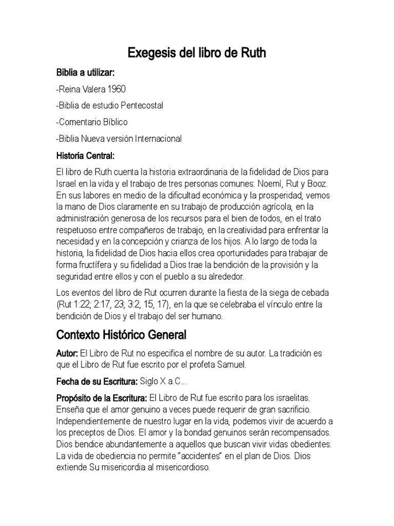 Exegesis Del Libro de Ruth JUDITH MORA | PDF | Libro de rut | Noemí (figura bíblica)