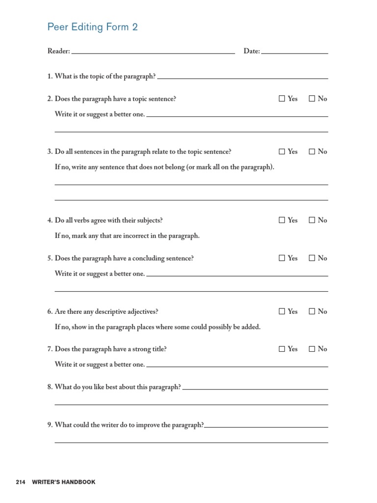Peer Editing Guide for Writers | PDF