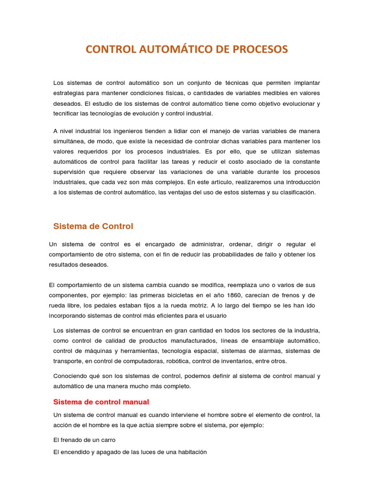 Sesion 10 Control Automatico de Procesos | PDF